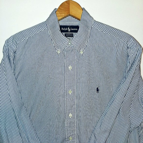 Ralph Lauren | Shirts | Ralph Lauren Blue White Check Shirt 55 | Poshmark